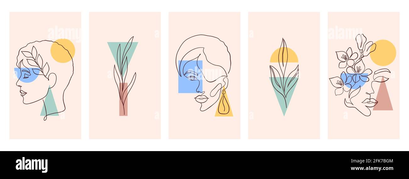 Abstract line art girl Stock Vector Images - Alamy