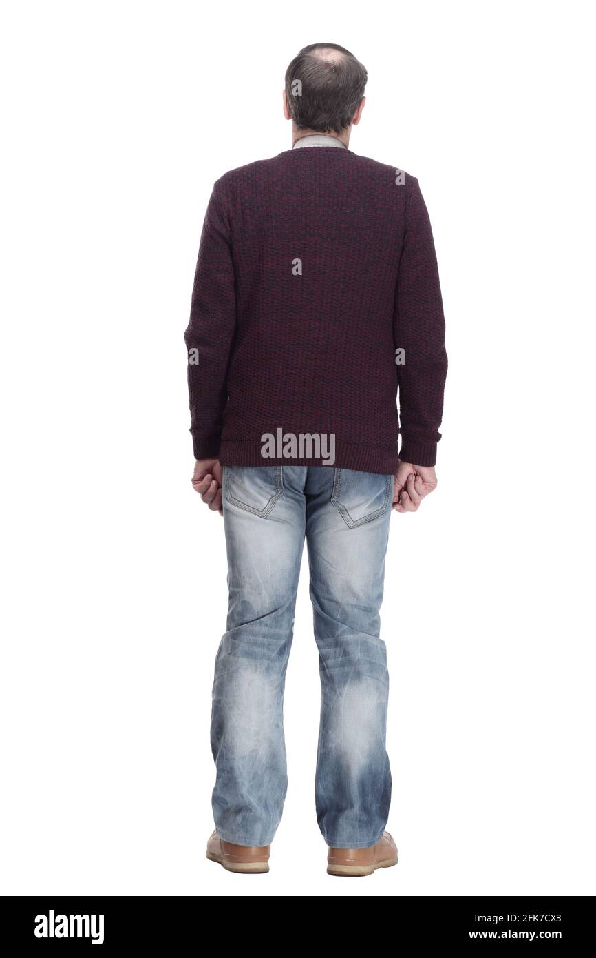 rear view. casual man in jeans and a jumper Stock Photo - Alamy
