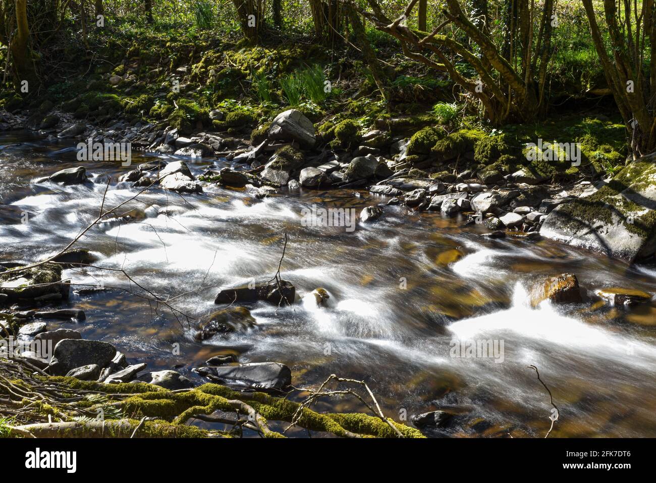 Rushing clear river water splashes over rocks Stock Photo - Alamy