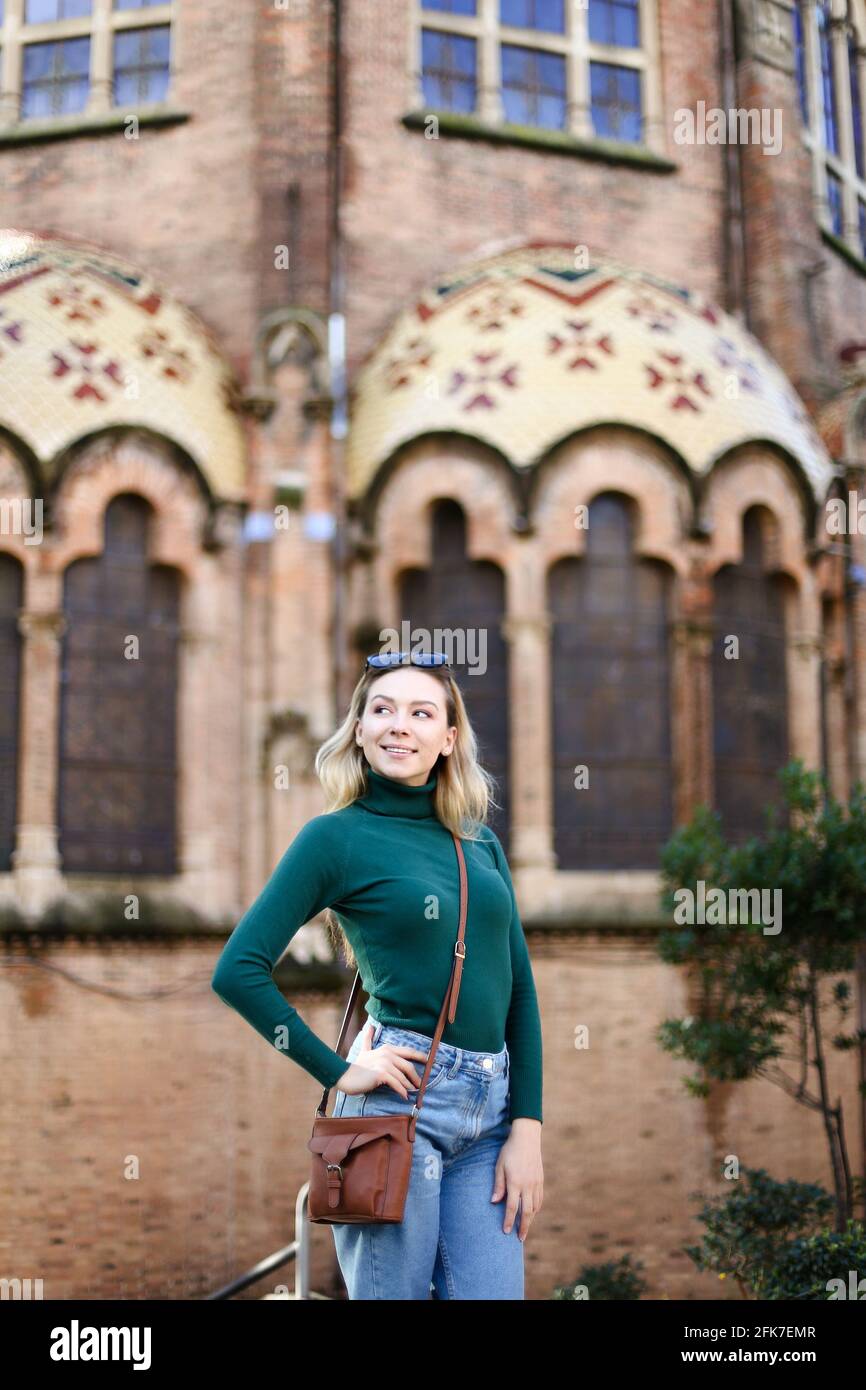Stylish girl near old building hi-res stock photography and images - Alamy