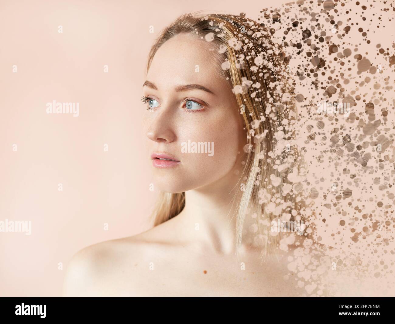 Woman face disintegrates. Skincare concept Stock Photo - Alamy Woman face disintegrates. Skincare concept Stock Photo - Alamy