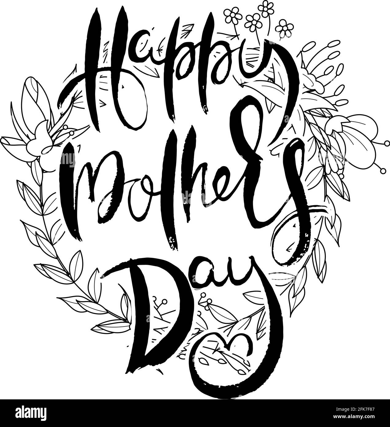 Happy Mothers Day. Hand lettering grunge card with flower background ...