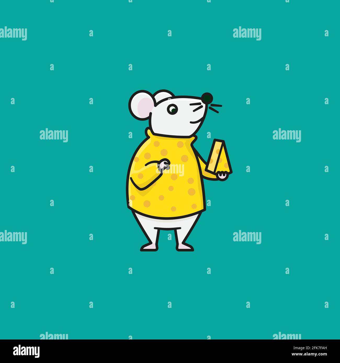 Mouse wearing sweater with cheese pattern cartoon character vector ...