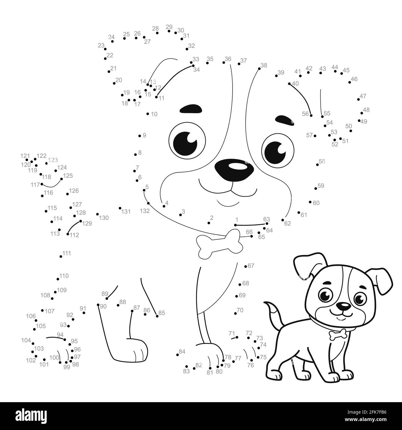 Dot to dot puzzle for children. Connect dots game. dog illustration ...