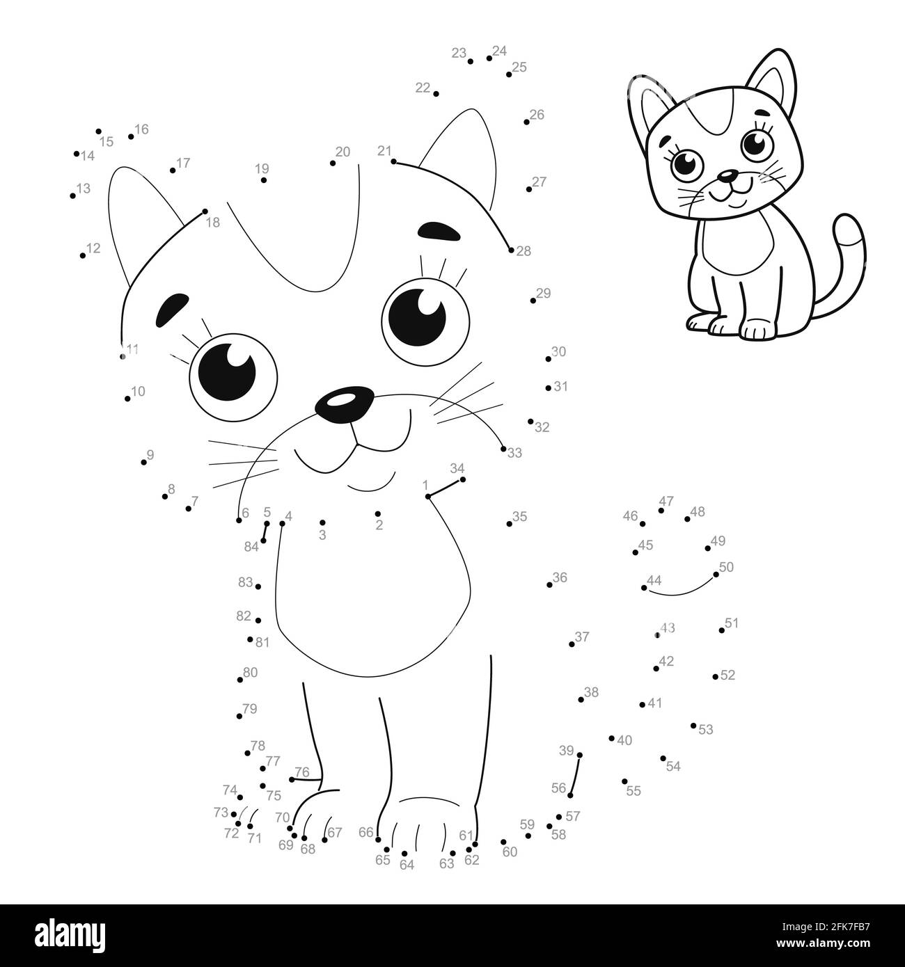 Dot to dot puzzle for children. Connect dots game. cat illustration ...