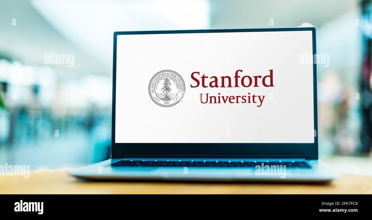 POZNAN, POL - APR 20, 2021: Laptop computer displaying logo of Stanford ...
