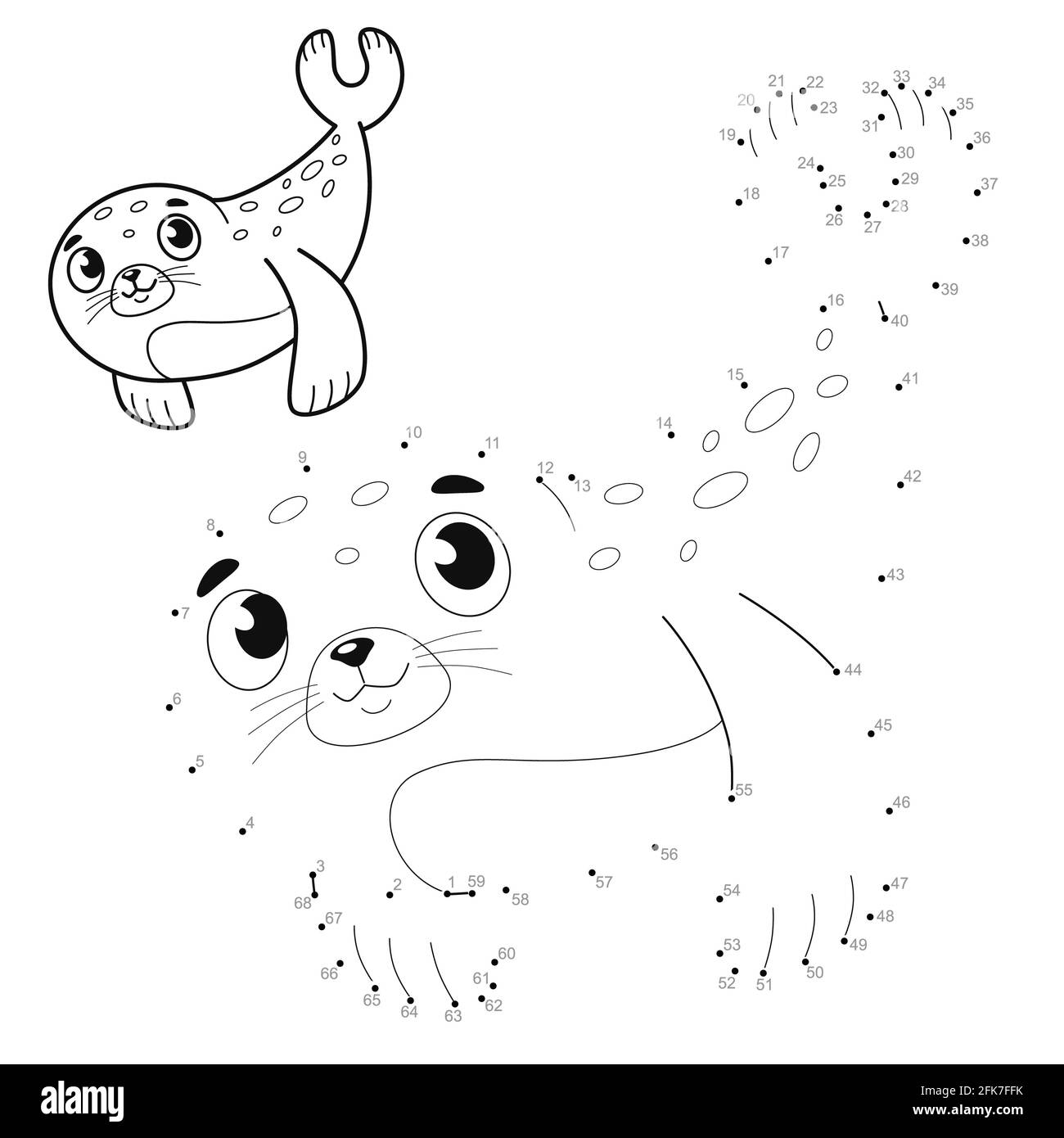 Dot to dot puzzle for children. Connect dots game. seal illustration ...