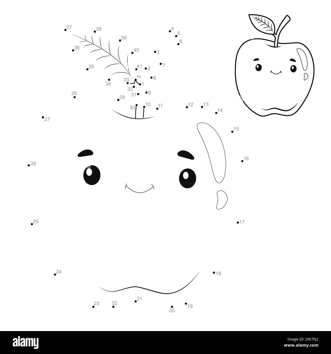 Dot to dot puzzle for children. Connect dots game. apple illustration Stock Photo - Alamy
