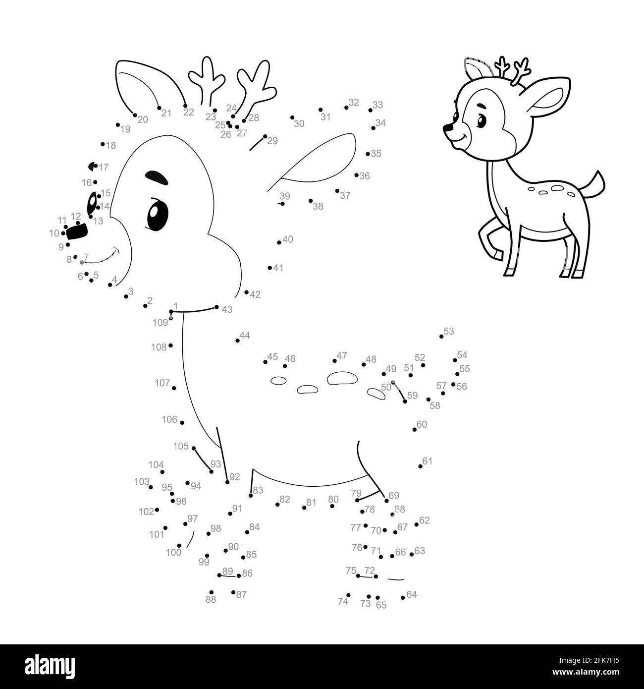 Dot to dot puzzle for children. Connect dots game. deer illustration ...