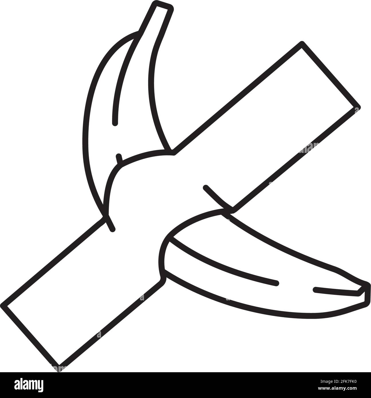 Banana mounted at wall with duct tape cartoon vector line icon for ...