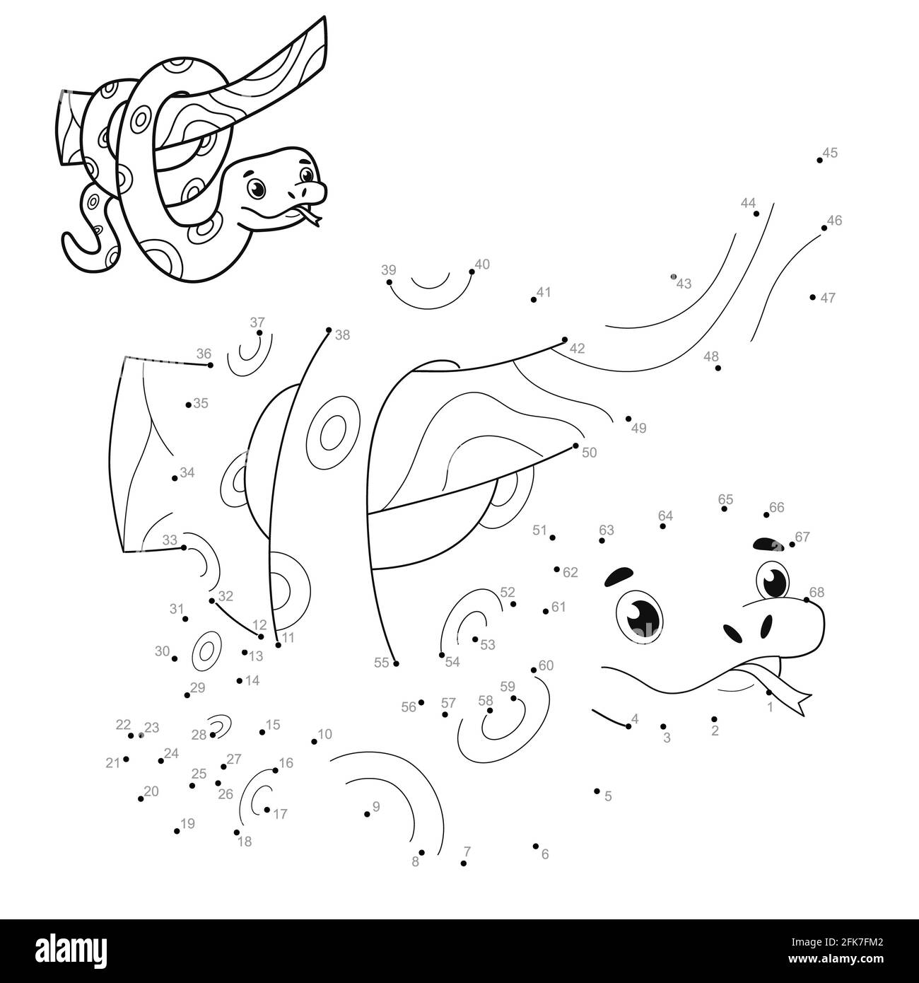 Dot to dot puzzle for children. Connect dots game. snake illustration ...