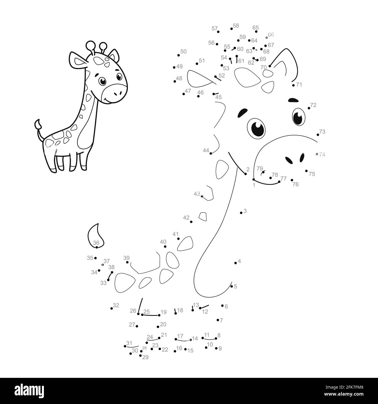 Dot to dot puzzle for children. Connect dots game. giraffe illustration ...