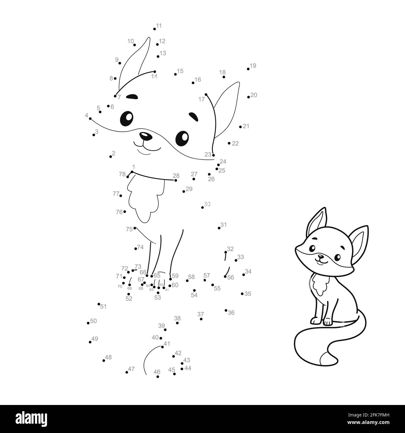 Dot to dot puzzle for children. Connect dots game. fox illustration ...