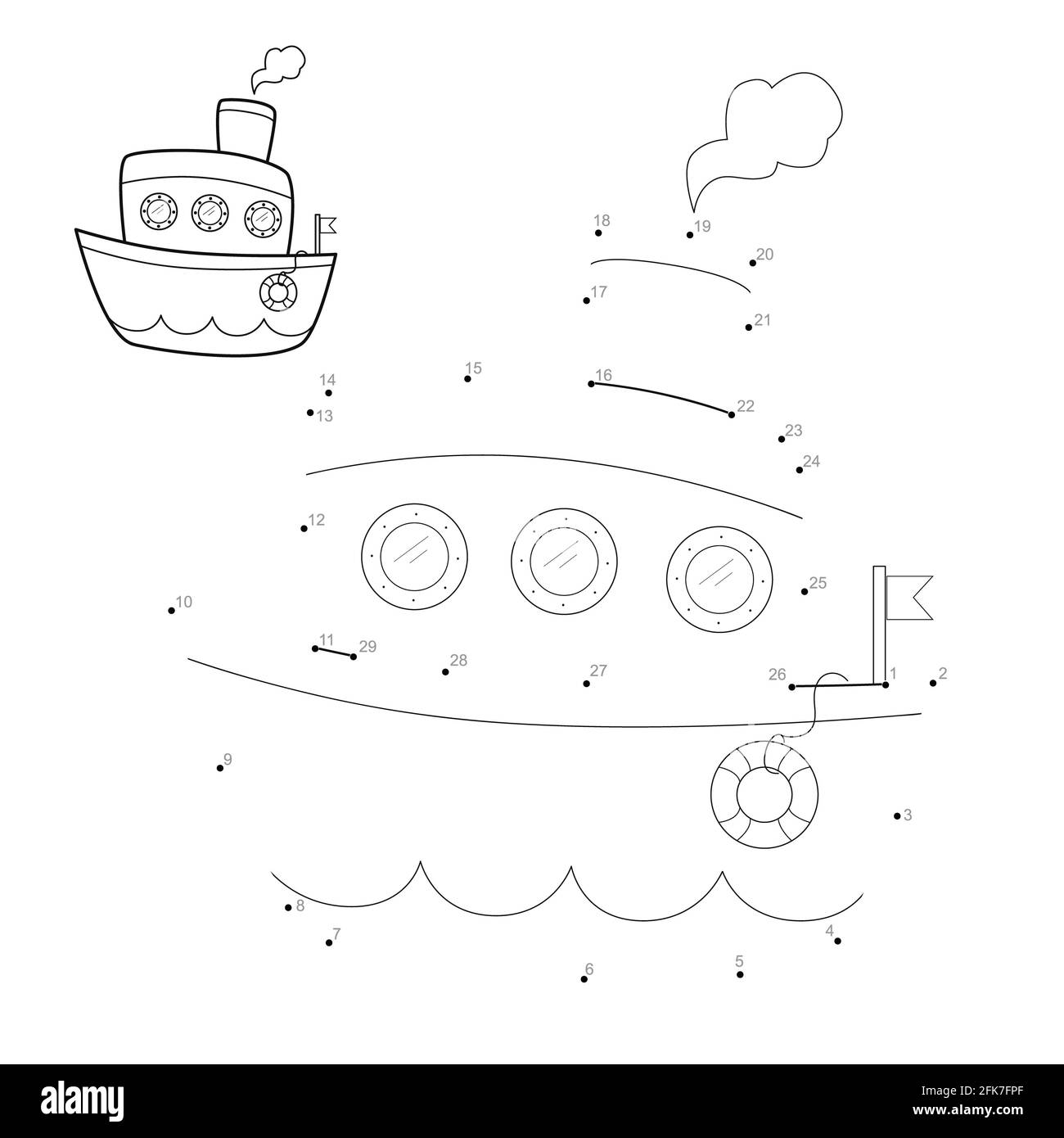 Dot to dot puzzle for children. Connect dots game. ship illustration ...