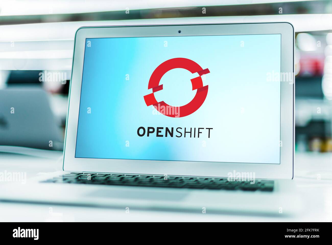 POZNAN, POL - APR 15, 2021: Laptop computer displaying logo of ...