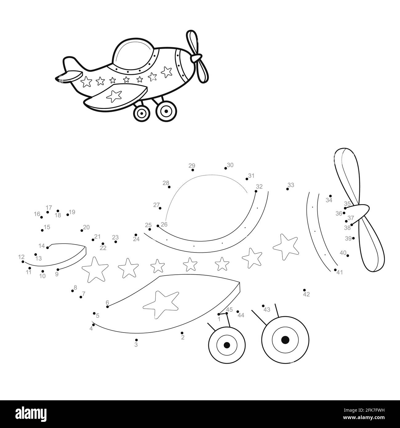 Dot to dot puzzle for children. Connect dots game. plane illustration ...