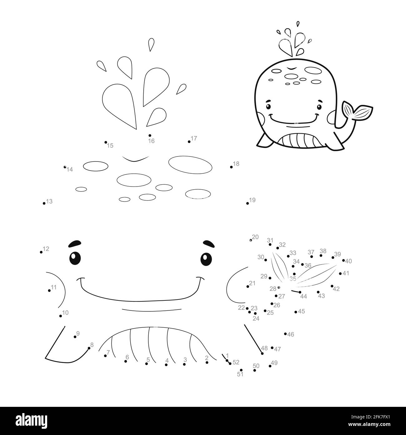Dot to dot puzzle for children. Connect dots game. whale illustration ...