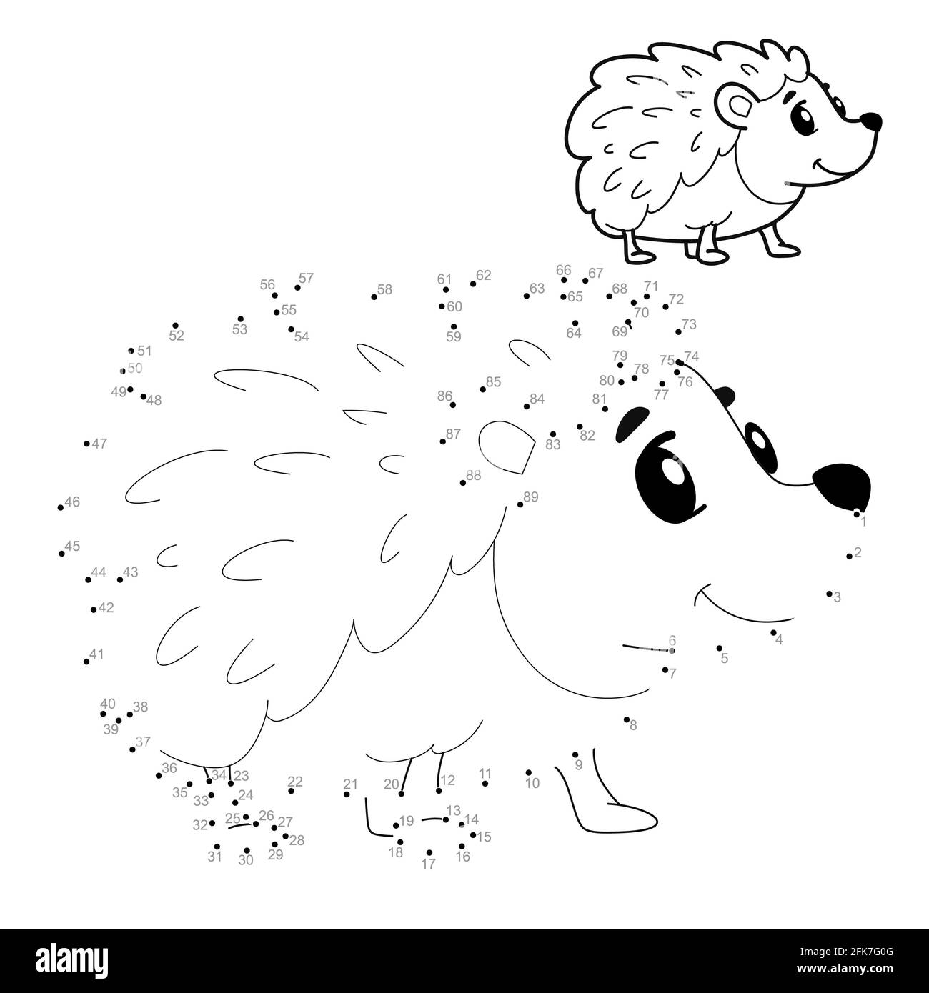Dot to dot puzzle for children. Connect dots game. hedgehog ...