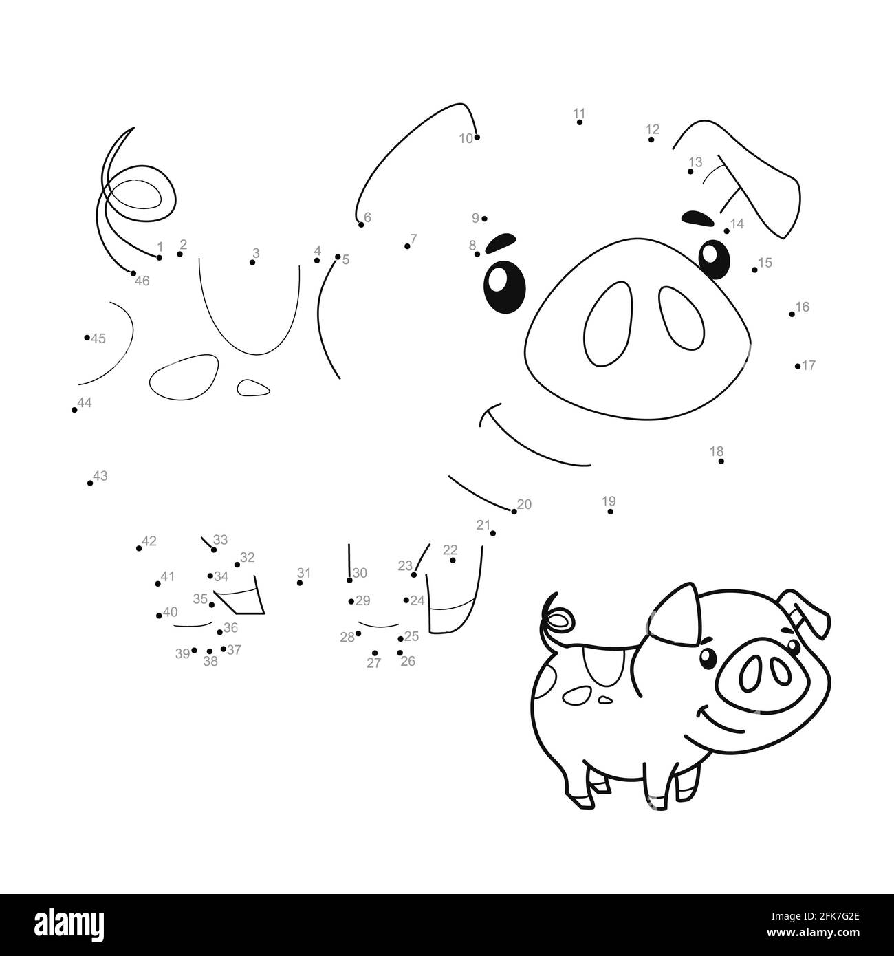 Dot to dot puzzle for children. Connect dots game. pig illustration ...