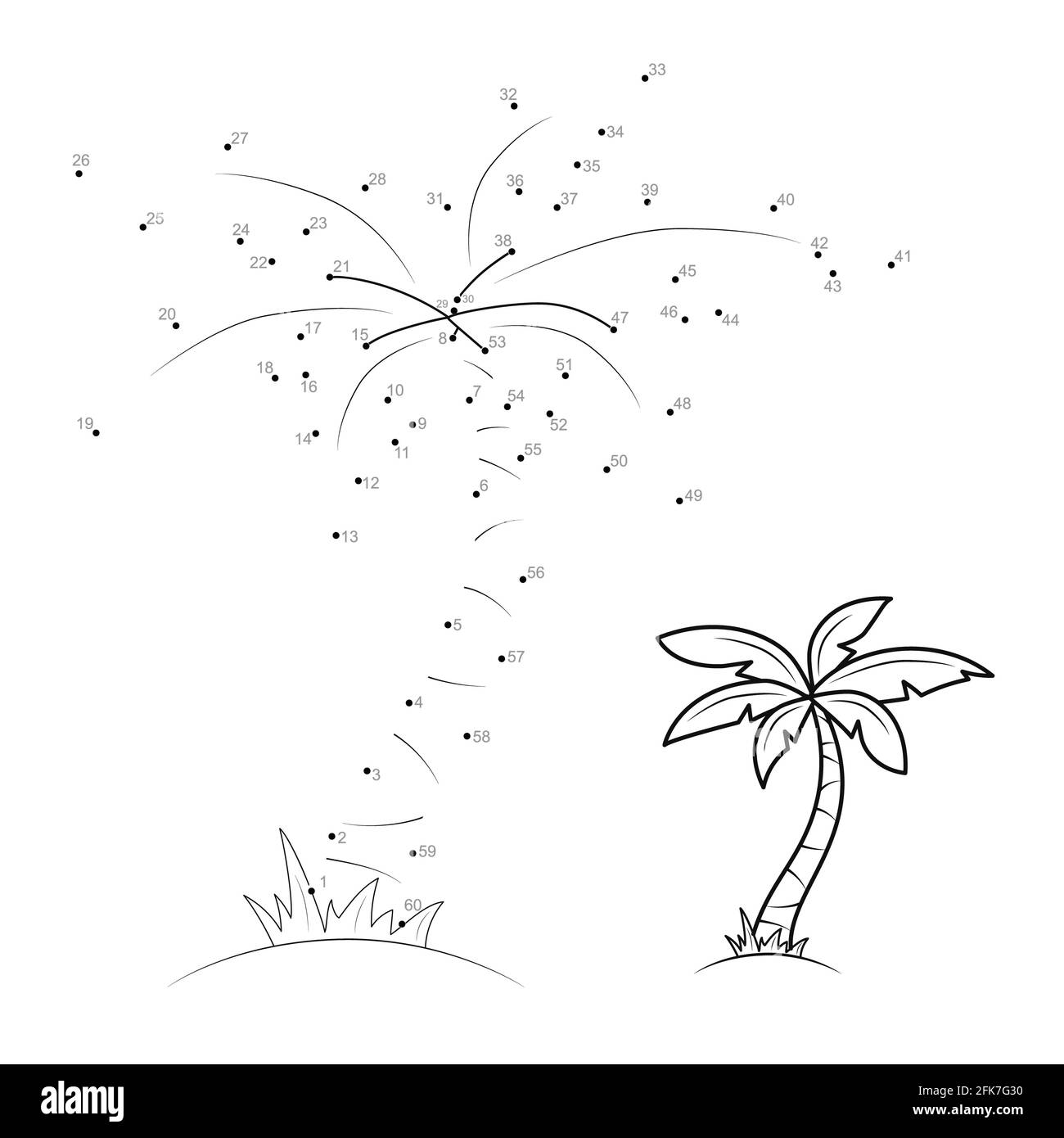 Dot to dot puzzle for children. Connect dots game. palm illustration ...