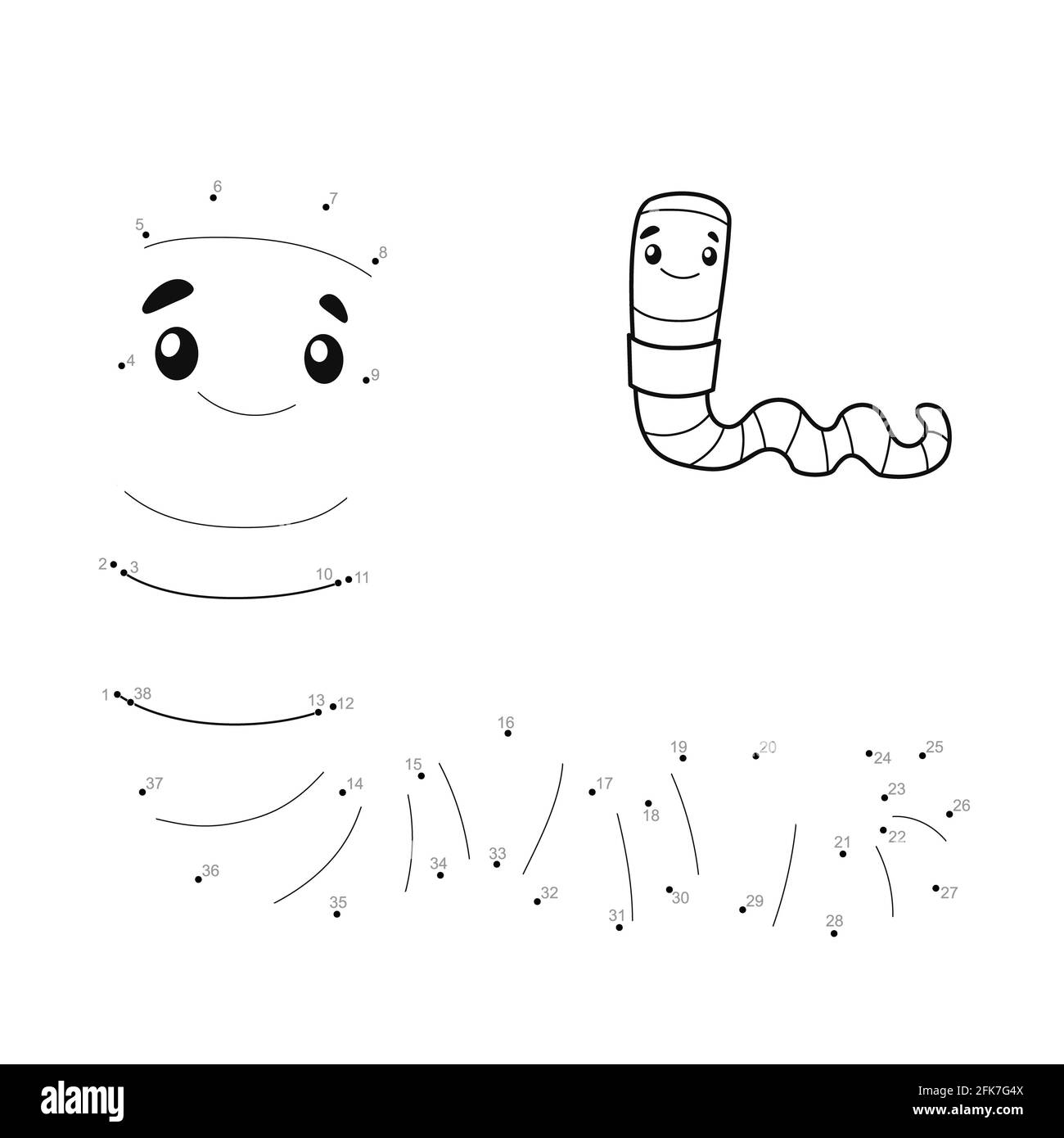 Dot to dot puzzle for children. Connect dots game. worm illustration ...