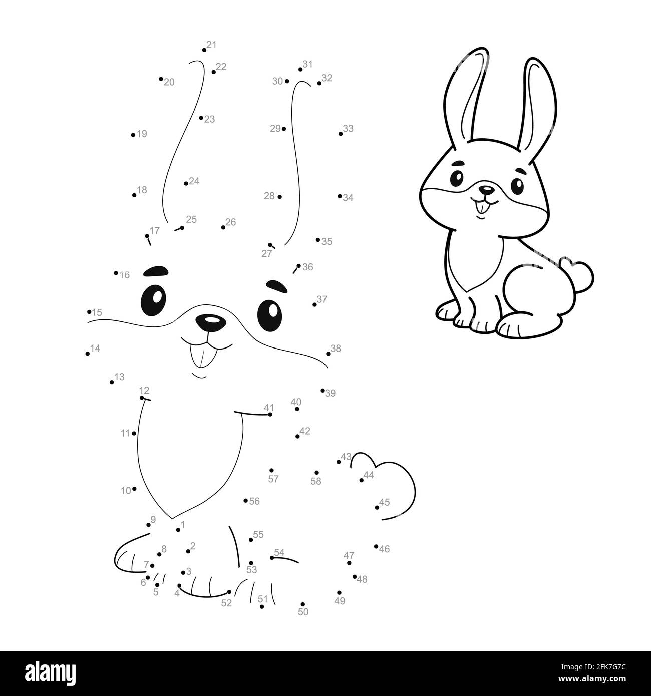 Dot to dot puzzle for children. Connect dots game. rabbit illustration Stock Photo - Alamy