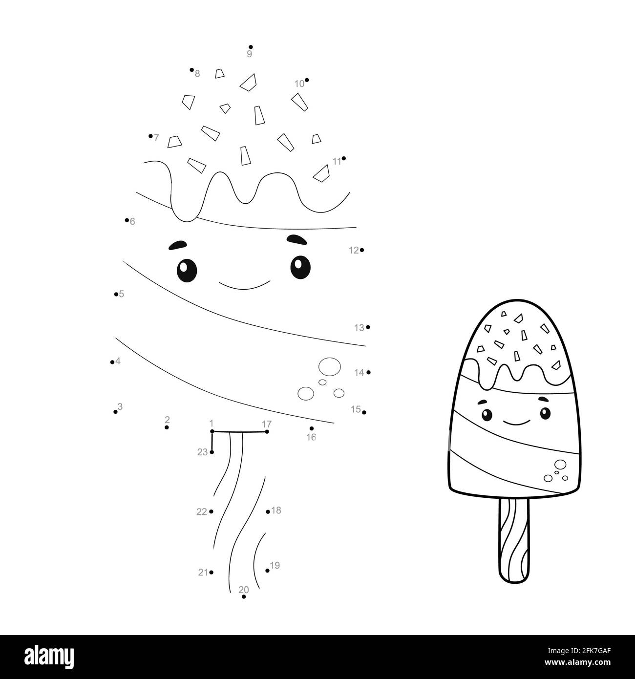 Dot to dot puzzle for children. Connect dots game. ice cream ...