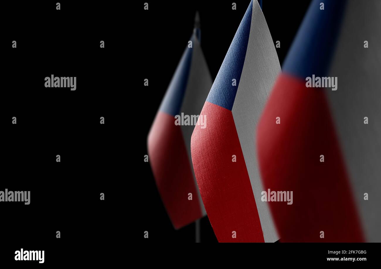 Small national flags of the Czechia on a black background Stock Photo ...