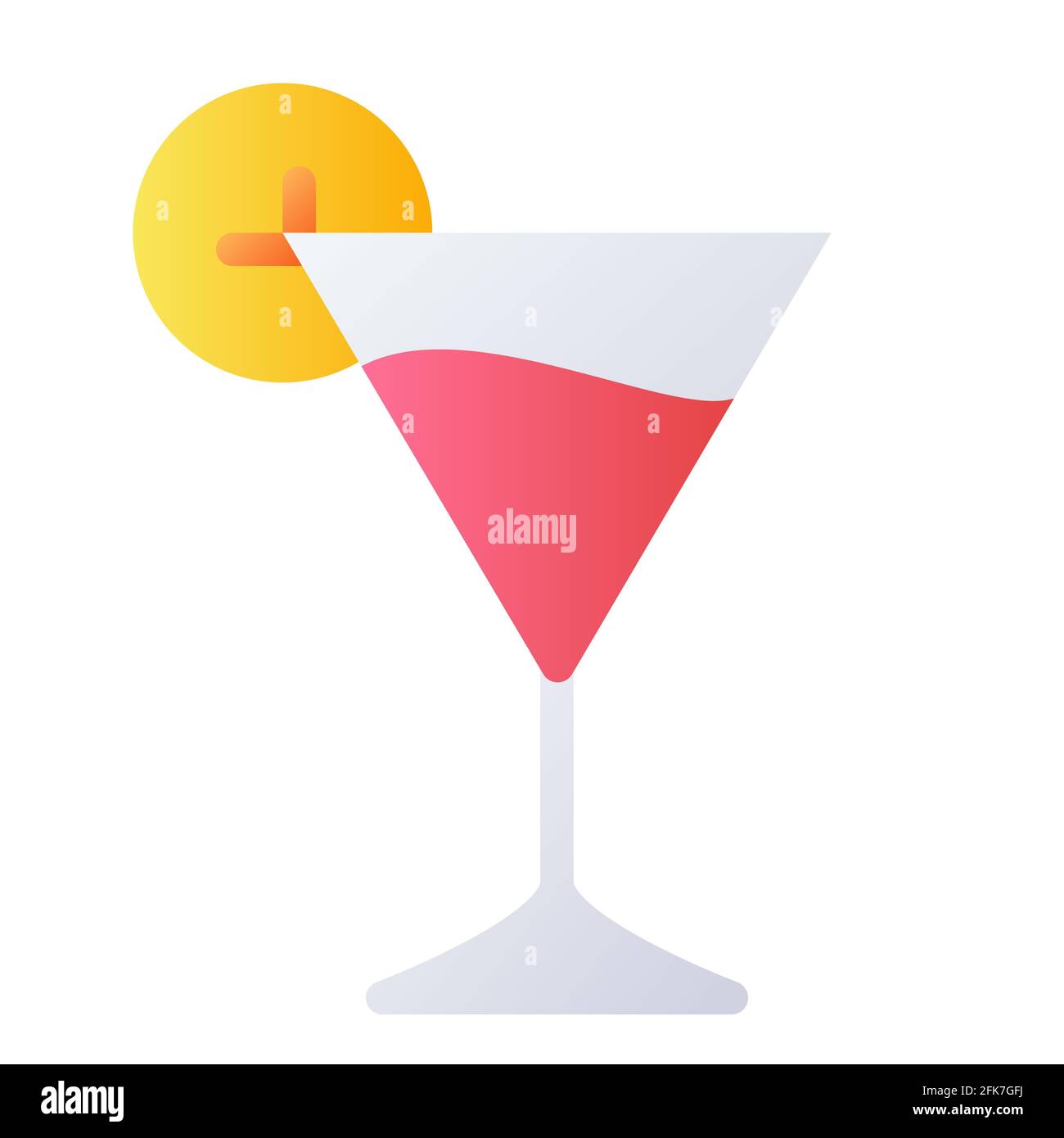 cocktail lemon cold single isolated icon with smooth style vector ...