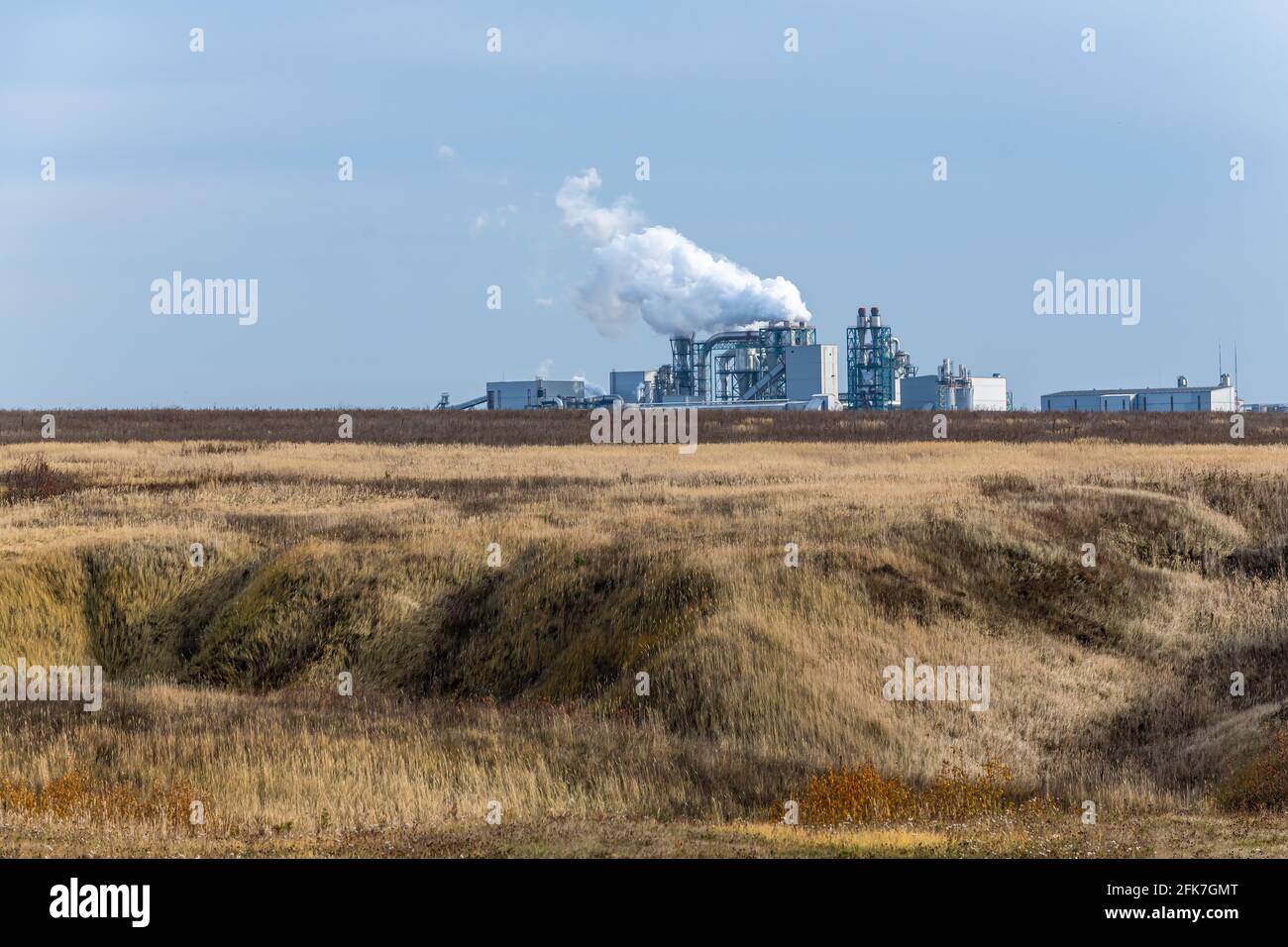 Chemical Plant factory with smoke stack. Smoke emission. Petrochemical ...