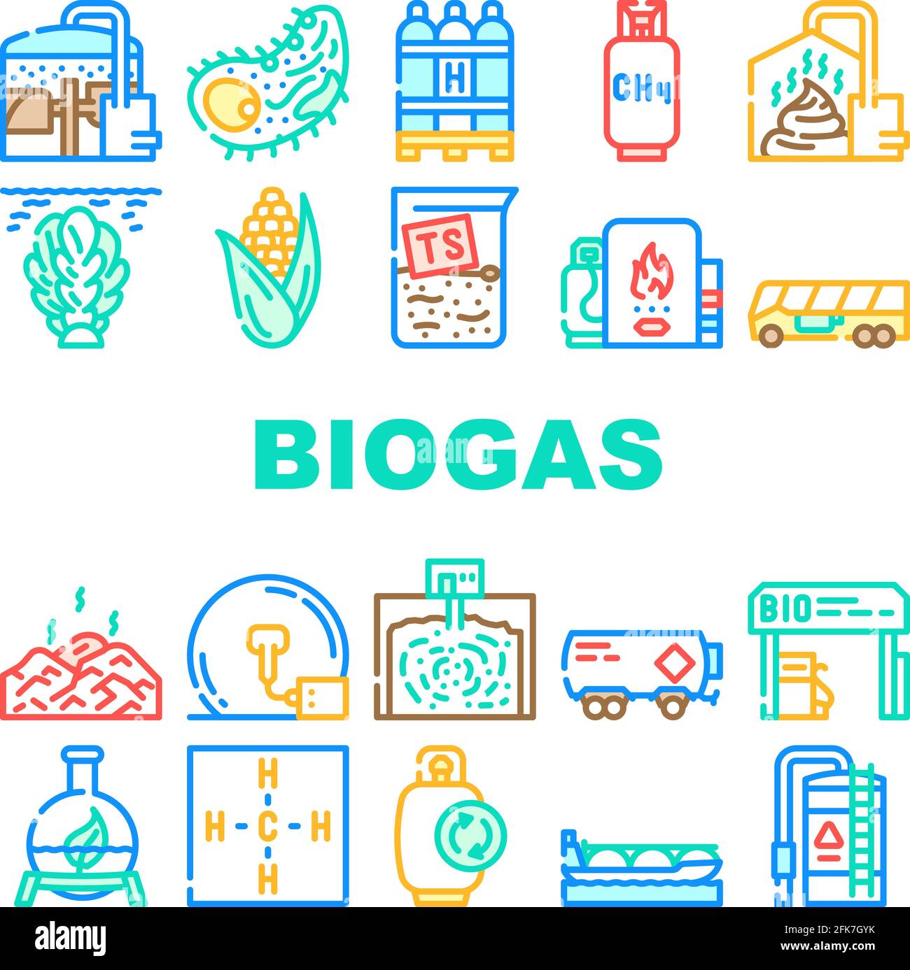 Biogas Energy Fuel Collection Icons Set Vector Stock Vector Image & Art ...