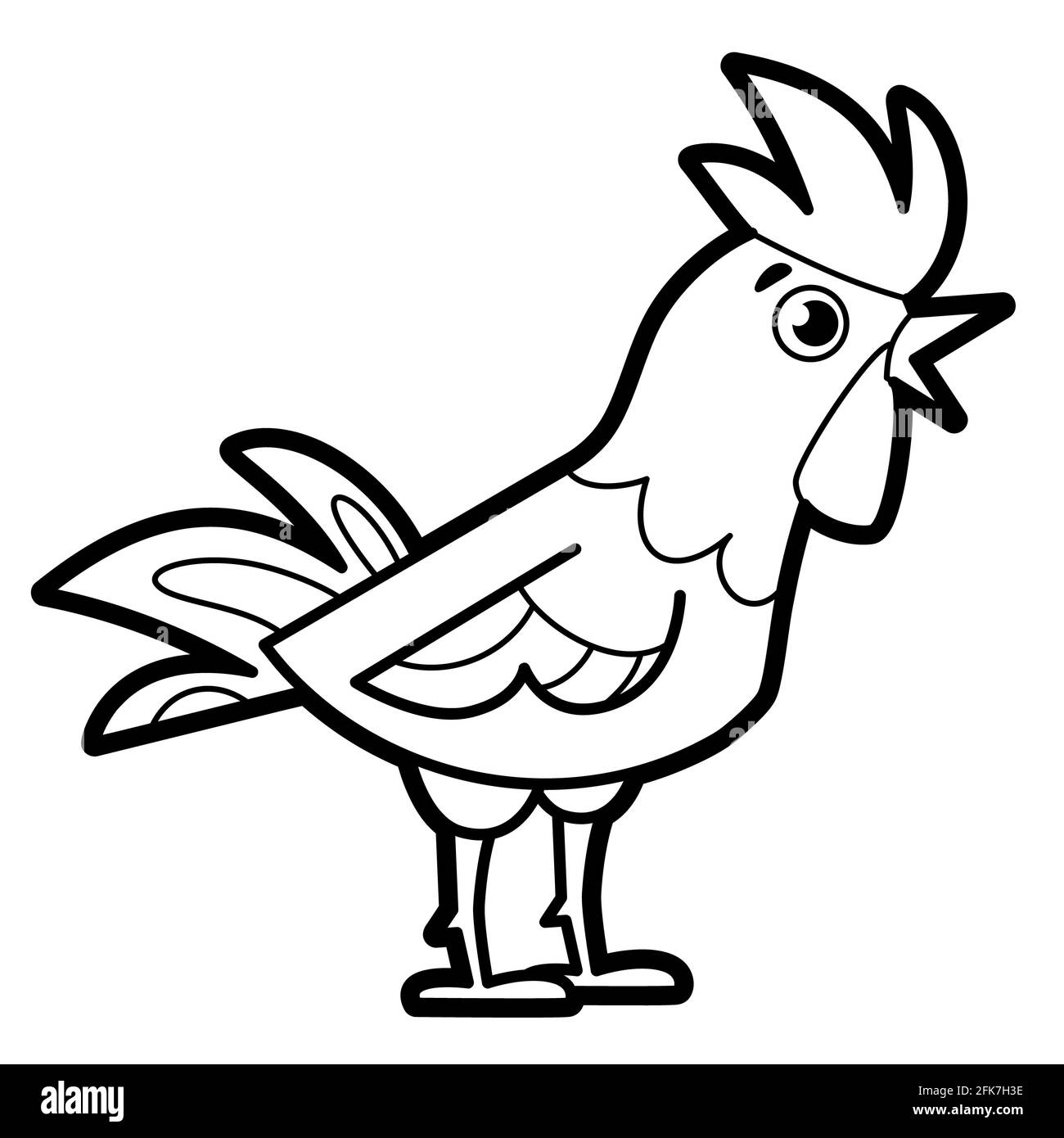 Coloring book or page for kids. cock black and white illustration Stock ...