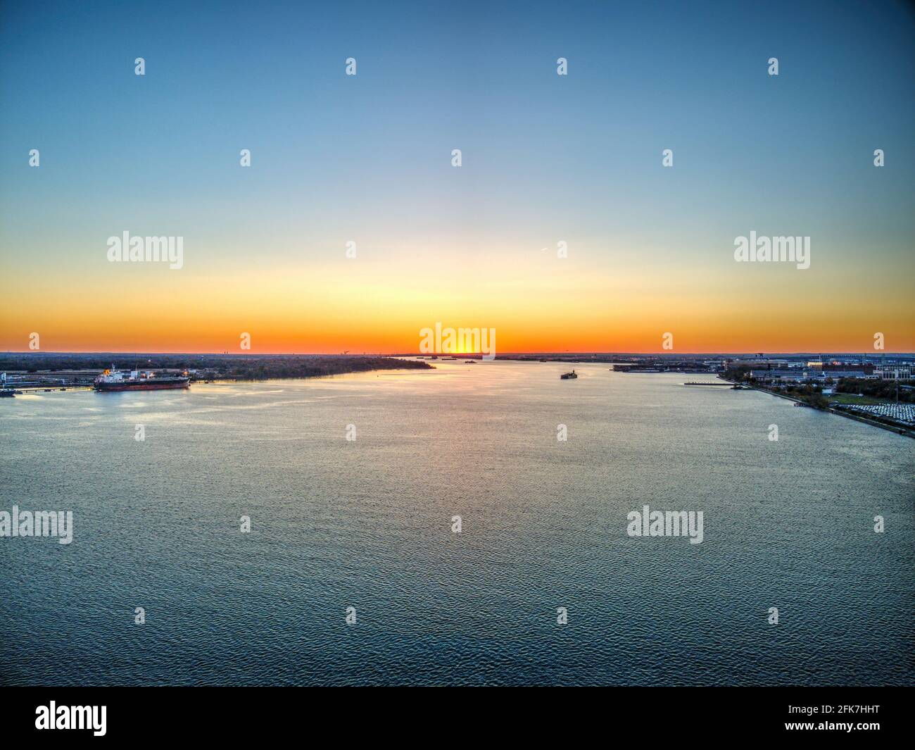Aerial View of a Sunset over the Delaware River Philadelphia Stock ...
