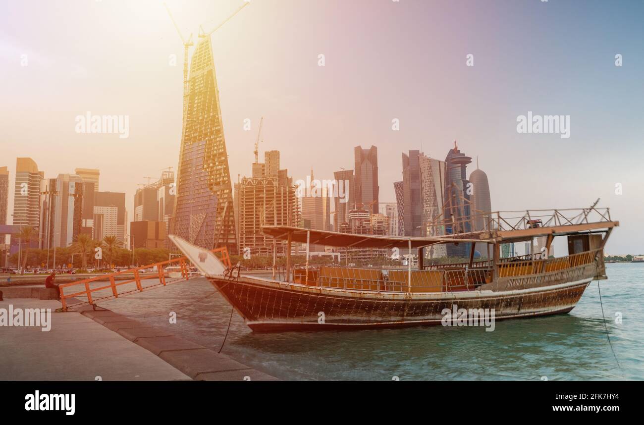Background image of Doha city. Landscape Stock Photo - Alamy