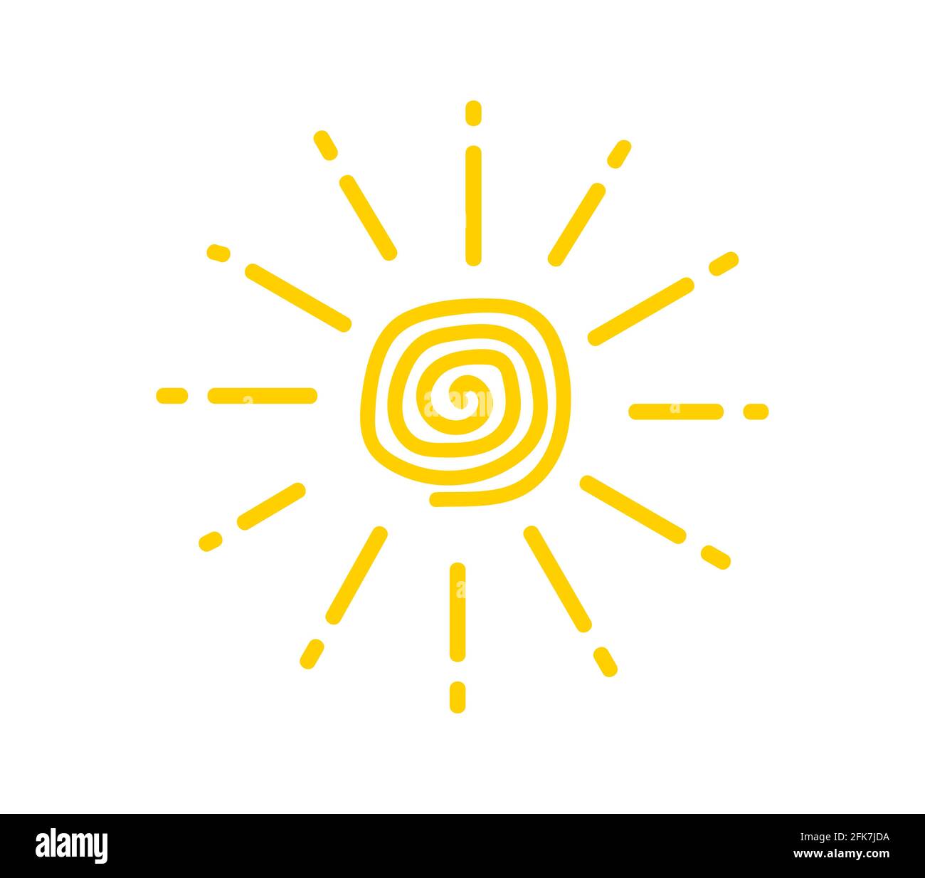 Sun is drawn by child. Funny vector doodle suns. Hand drawn. Summer ...