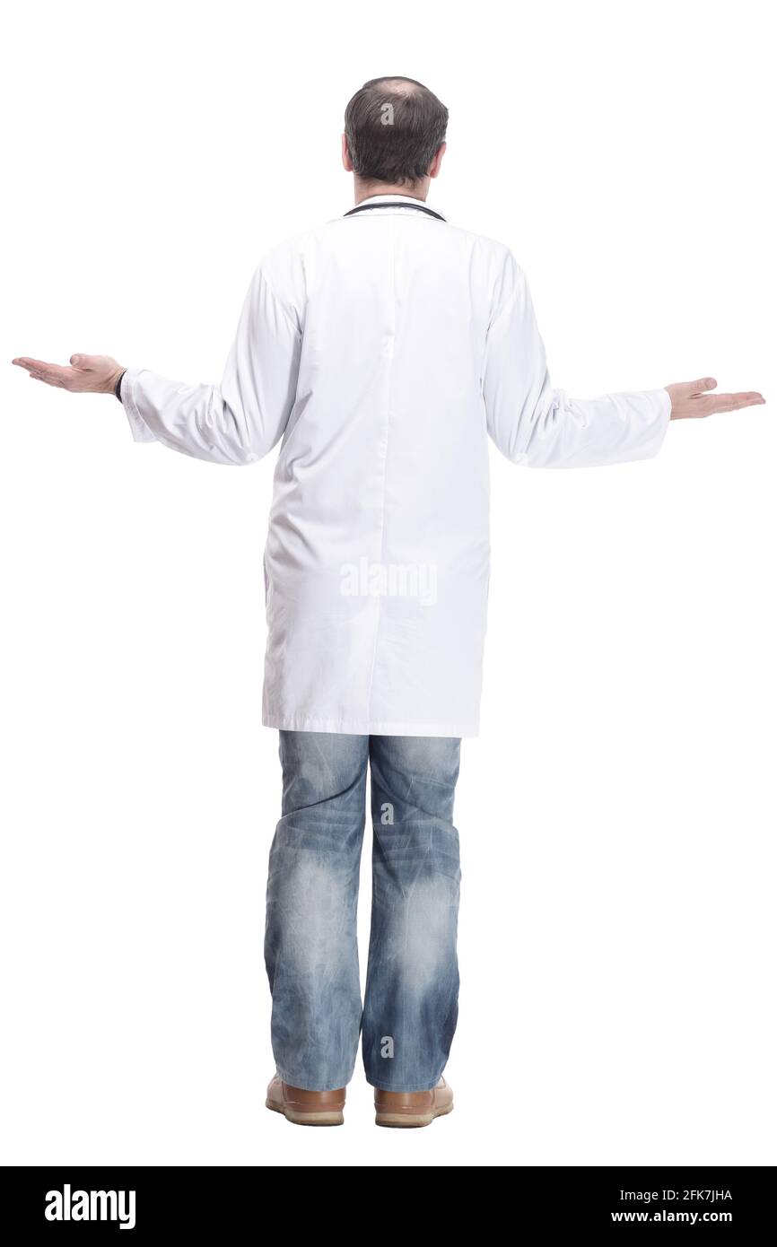 rear view.a qualified doctor with a stethoscope Stock Photo - Alamy