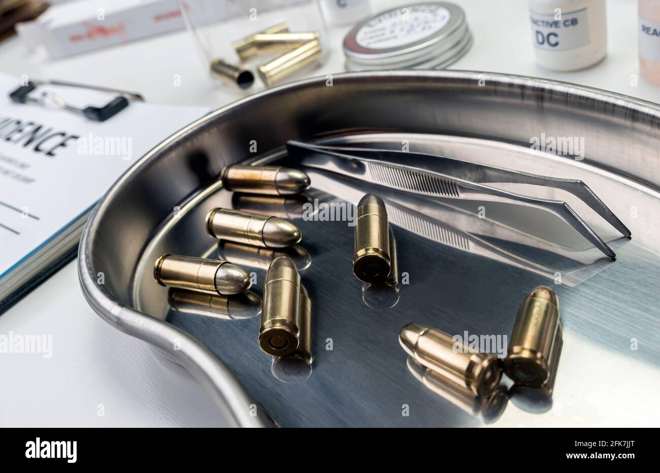 Criminalistic Laboratory, Bullet shell analysis, conceptual image Stock ...