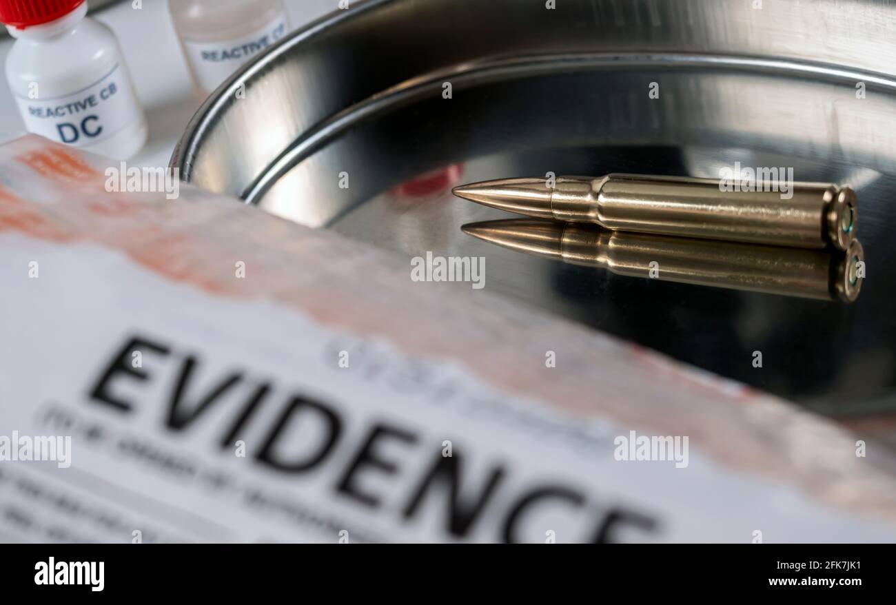 Criminalistic Laboratory, Bullet shell analysis, conceptual image Stock ...