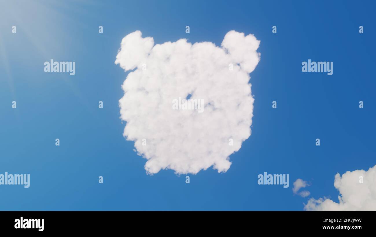 3d rendering of white fluffy clouds in shape of symbol of alarm clock ...