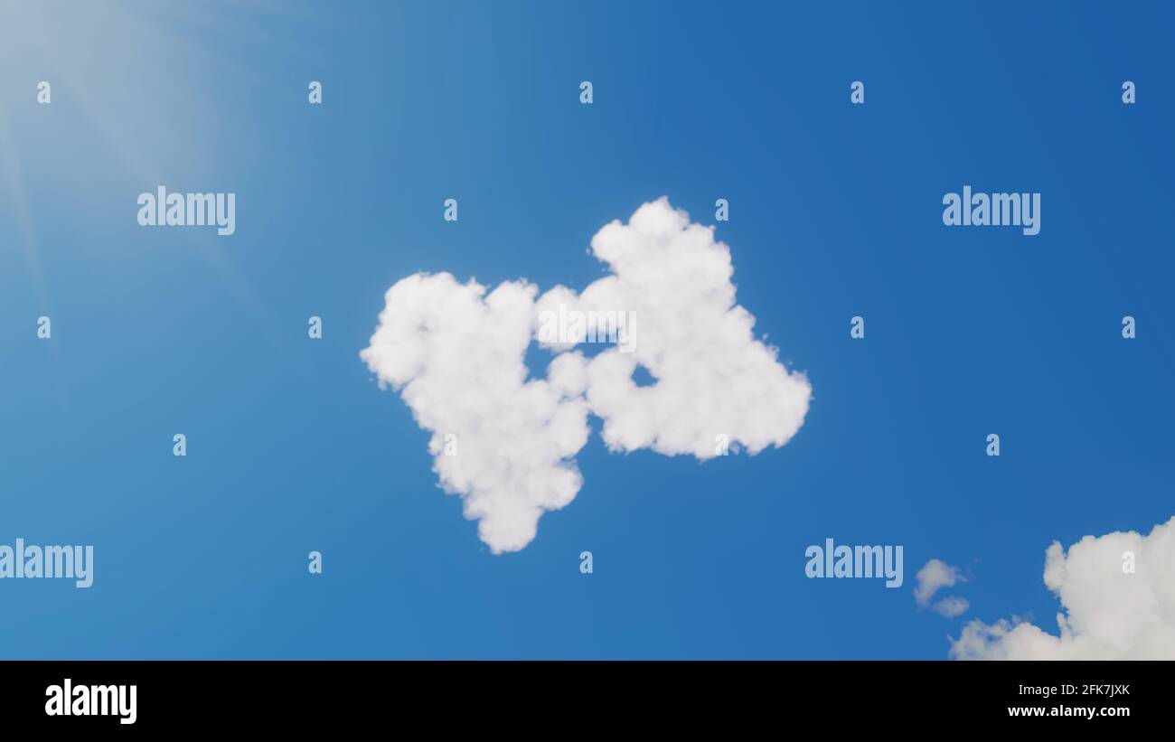 3d rendering of white fluffy clouds in shape of symbol of American sign ...