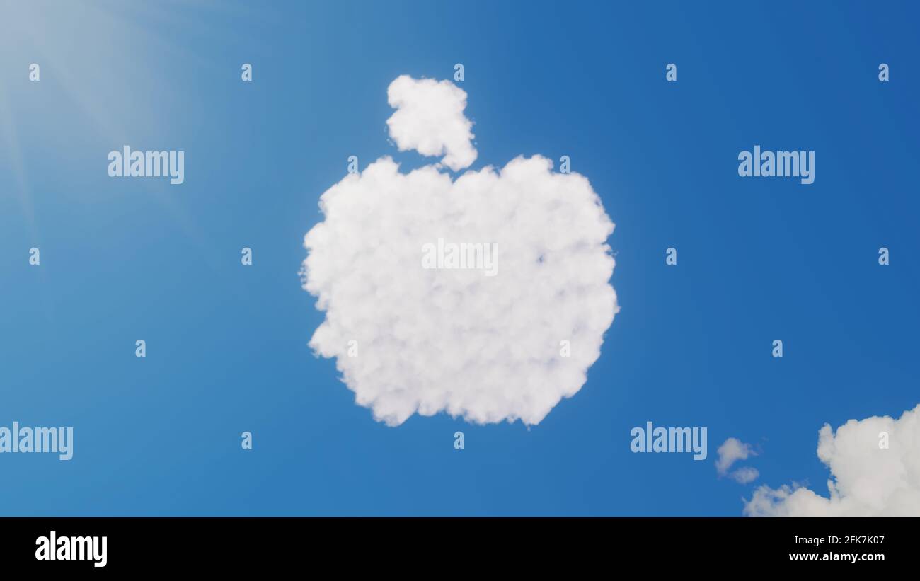 3d rendering of white fluffy clouds in shape of symbol of fruit apple ...
