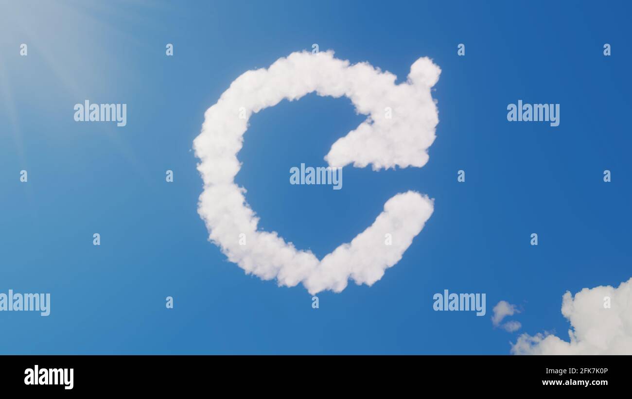 3d Rendering Of White Fluffy Clouds In Shape Of Clockwise Symbol Of Refresh Arrow On Blue Sky