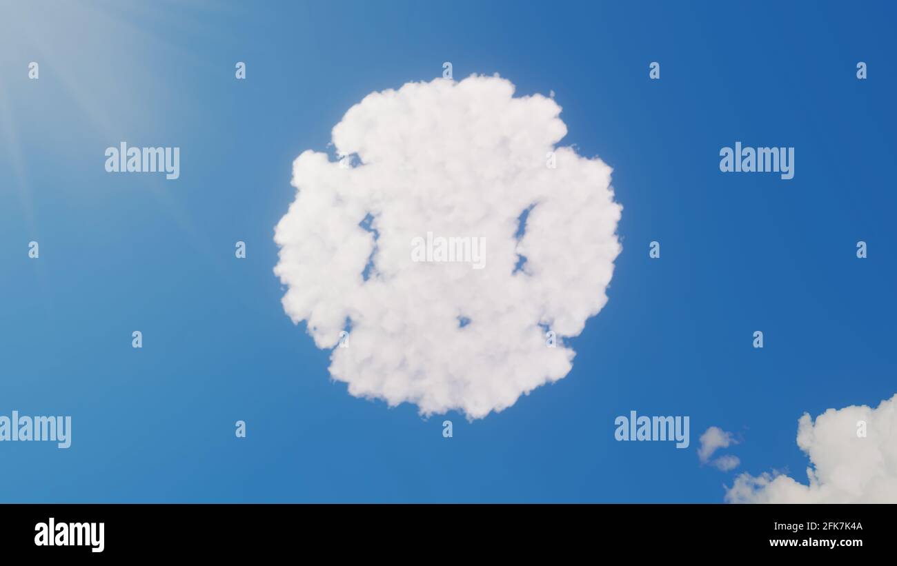 3d rendering of white fluffy clouds in shape of symbol of baseball ball ...