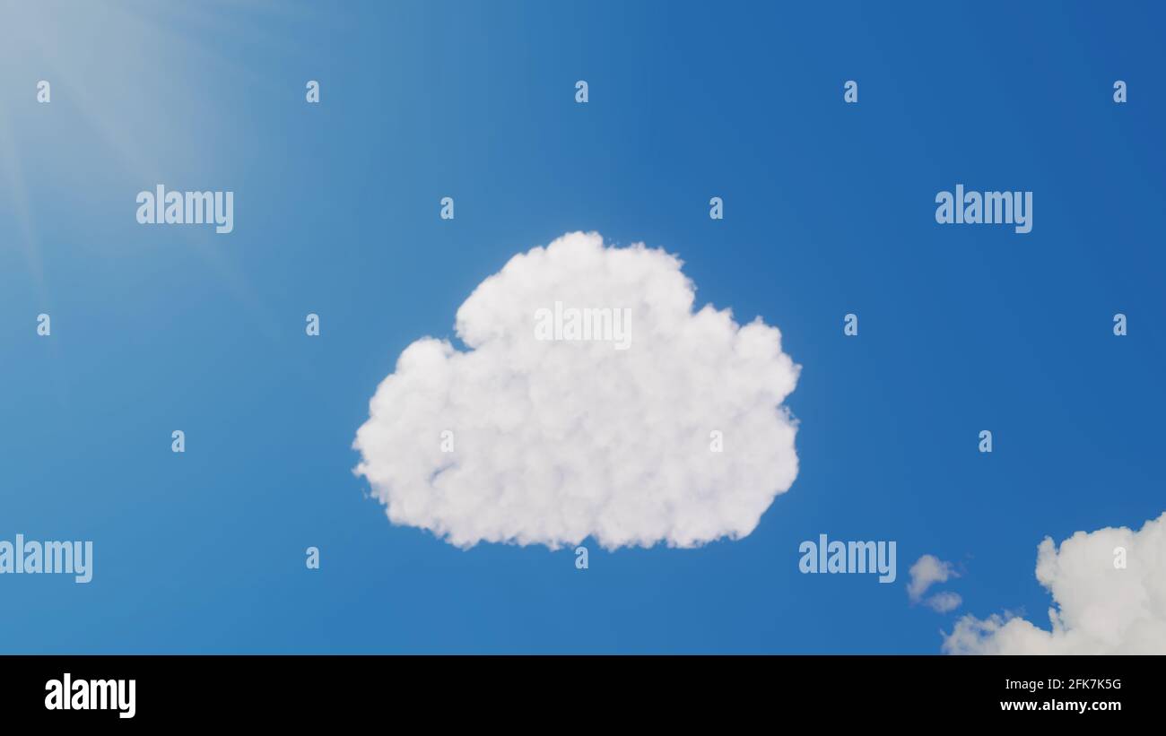 3d rendering of white fluffy clouds in shape of symbol of filled cloud ...