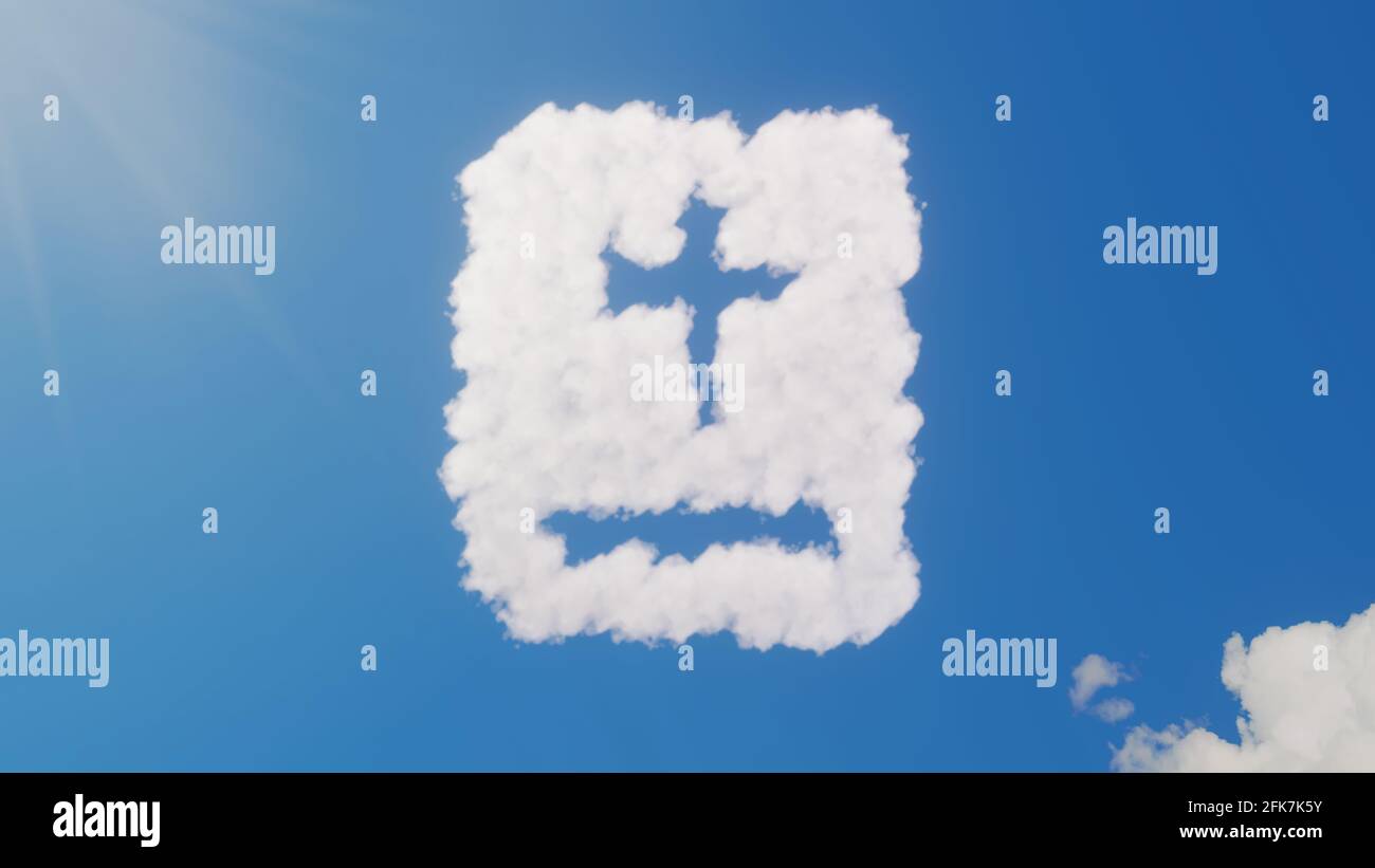 3d rendering of white fluffy clouds in shape of symbol of bible on blue ...