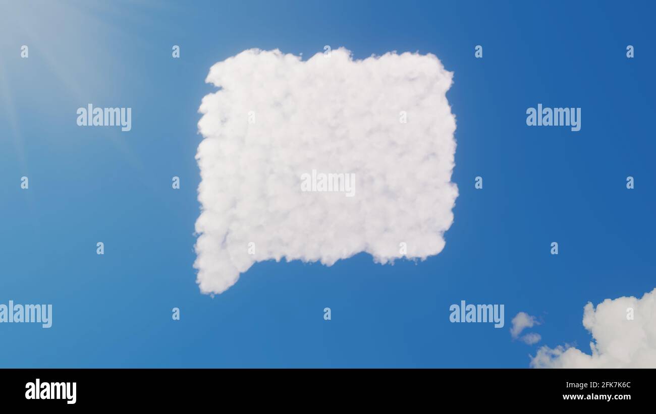 3d Rendering Of White Fluffy Clouds In Shape Of Symbol Of Black Bubble Speech With Sharp Pointer