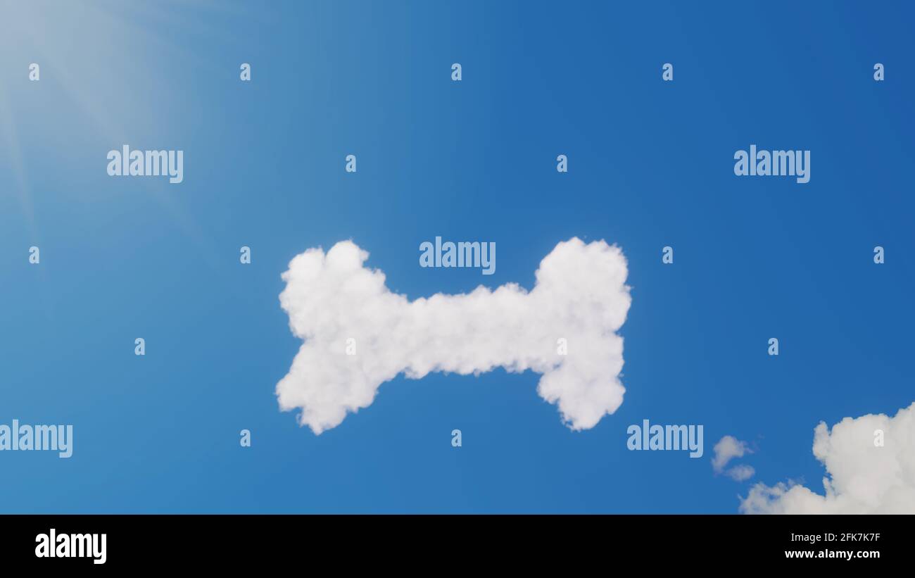 3d rendering of white fluffy clouds in shape of symbol of single bone ...