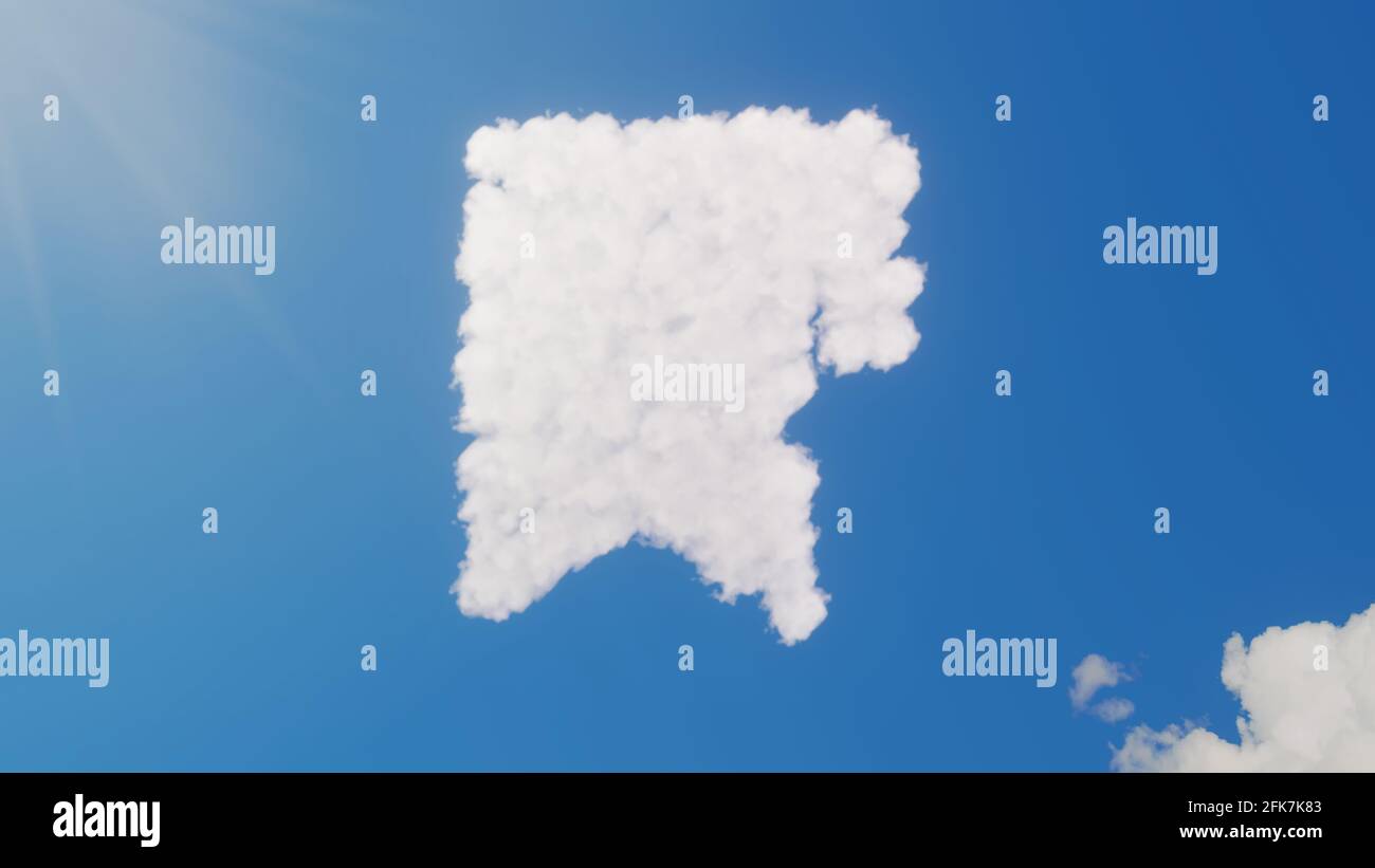 3d rendering of white fluffy clouds in shape of symbol of bookmark over ...