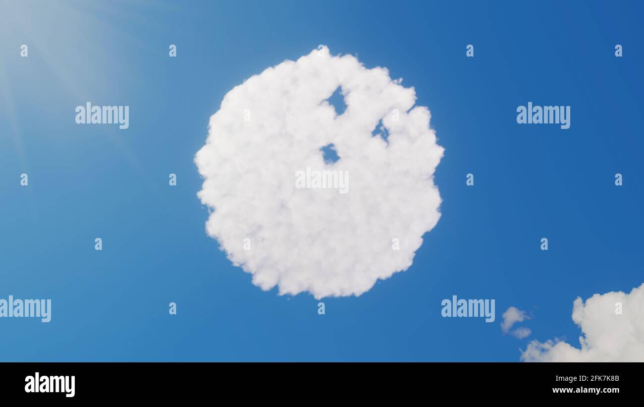 3d rendering of white fluffy clouds in shape of symbol of bowling ball ...