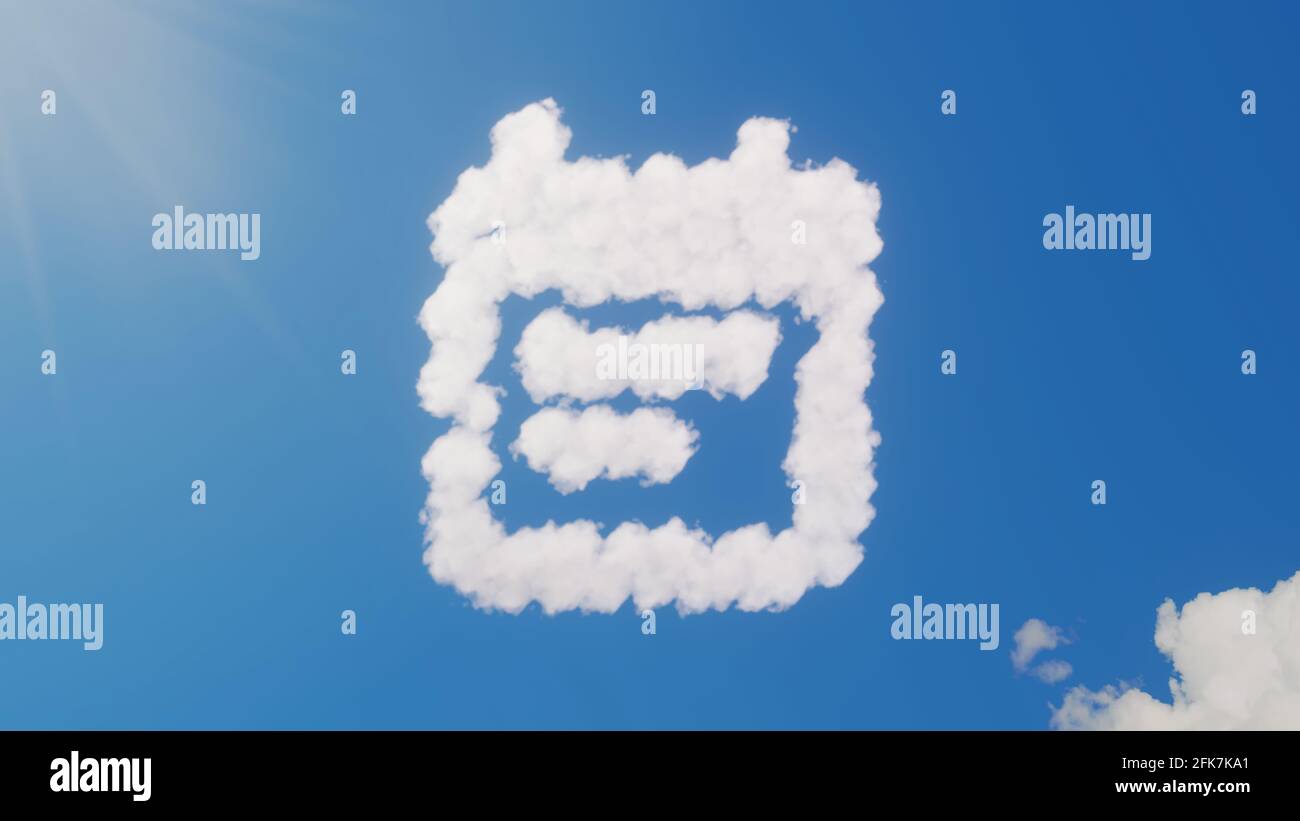 3d rendering of white fluffy clouds in shape of symbol of calendar with ...